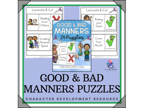 Good & Bad Manners | Three Piece Puzzles | Character Development ...