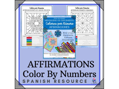 SPANISH VERSION | Winter Affirmations SEL Color by Numbers Mental ...
