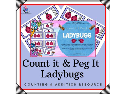 Counting & Addition Clip & Peg Ladybug Cards - Numbers 1-20 - Count ...