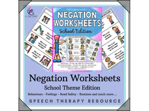 Negation Worksheets - No Prep - Speech Therapy - School & Behaviour ...