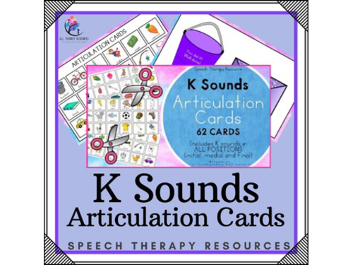 K Sounds - Articulation Cards with Visual Cues - Speech Therapy - All ...