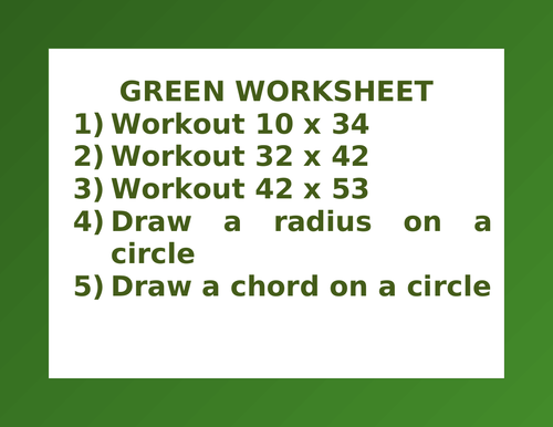 GREEN WORKSHEET 27 | Teaching Resources