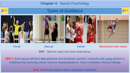 Types of Guidance - GCSE Physical Education - AQA | Teaching Resources