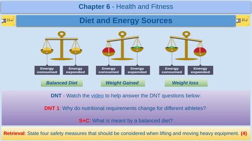 Diet and Energy Sources - GCSE Physical Education - AQA | Teaching ...