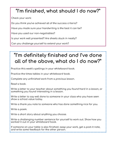 What to do when you are finished | Teaching Resources