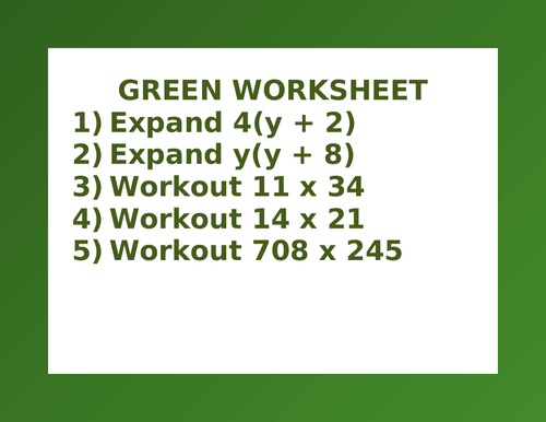 GREEN WORKSHEET 58 | Teaching Resources