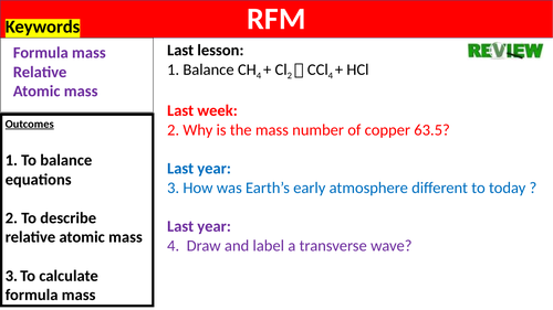 Relative Formula mass | Teaching Resources