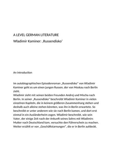 A LEVEL GERMAN REVISION SHEET - RUSSENDISKO - bank of exam questions ...