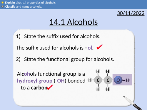 OCR AS Chemistry: Properties of Alcohols | Teaching Resources