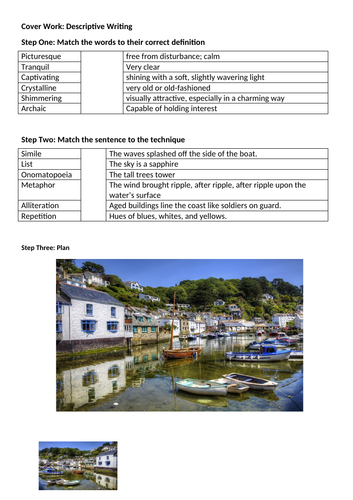 KS3 English Cover: Descriptive Writing | Teaching Resources
