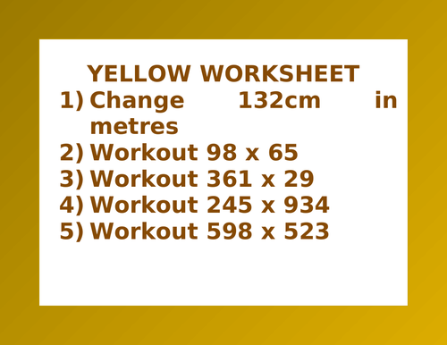 YELLOW WORKSHEET 20 | Teaching Resources