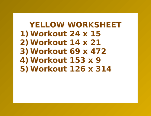 YELLOW WORKSHEET 57 | Teaching Resources