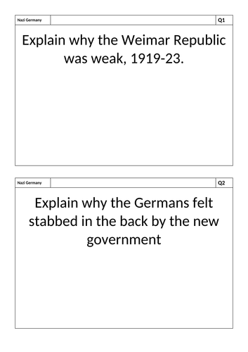 Nazi Germany EDEXCEL 12 Mark Revision Flashcards | Teaching Resources