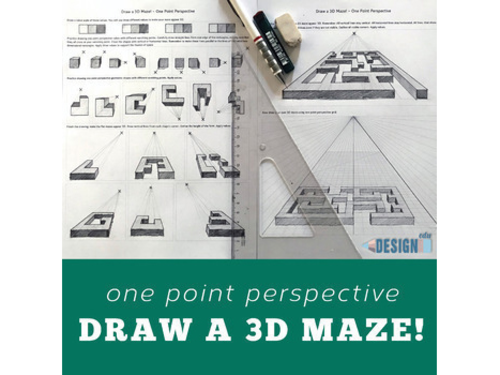 Draw a 3D maze! One Point Perspective - with video | Teaching Resources