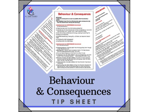 Behavior Support: Behavior & Consequences | Teaching Resources