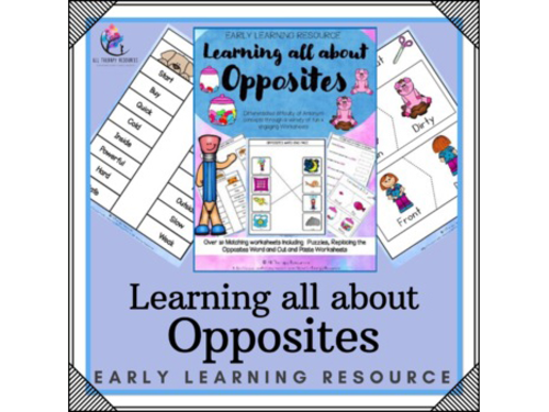 Learning about OPPOSITES (Antonyms) - 20 pgs - puzzles, worksheets ...