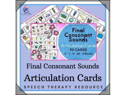 Final Consonant Sounds - T, L, N, R, M Blends - Articulation Cards ...