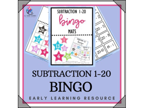 1 and 2 Digit SUBTRACTION BINGO GAME - Numbers 1-20 | Teaching Resources