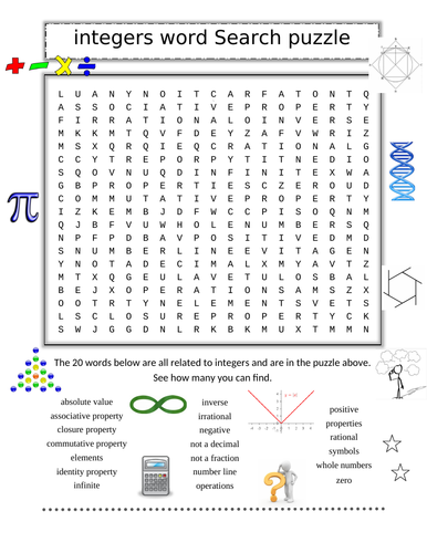 Integers Word Search Puzzle | Teaching Resources