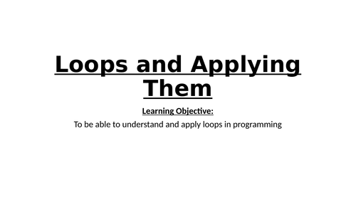 Loops and Applying loops in Python | Teaching Resources Loops and Applying loops in Python | Teaching Resources
