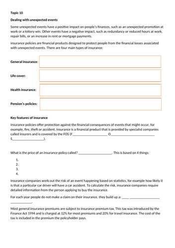 LIBF Unit 1 topic 10 | Teaching Resources