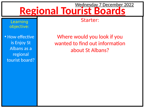 Regional tourist board | Teaching Resources