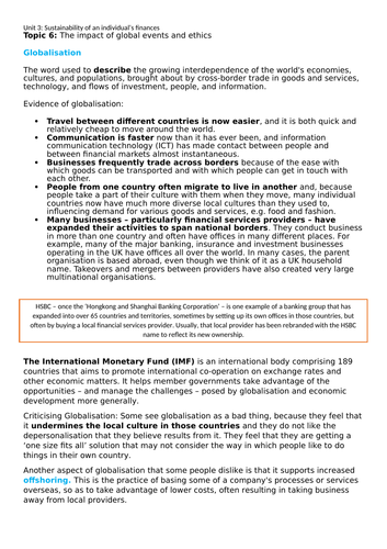 LIBF Unit 3 Topic 6 | Teaching Resources