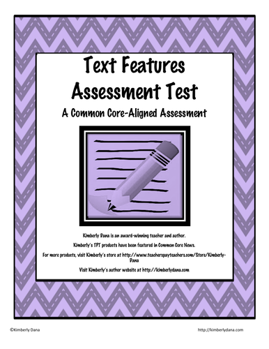 Text Features Test | Teaching Resources