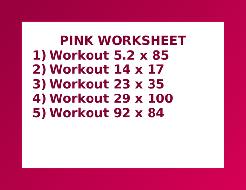 PINK WORKSHEET 31 | Teaching Resources