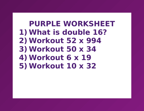 PURPLE WORKSHEET 11 | Teaching Resources