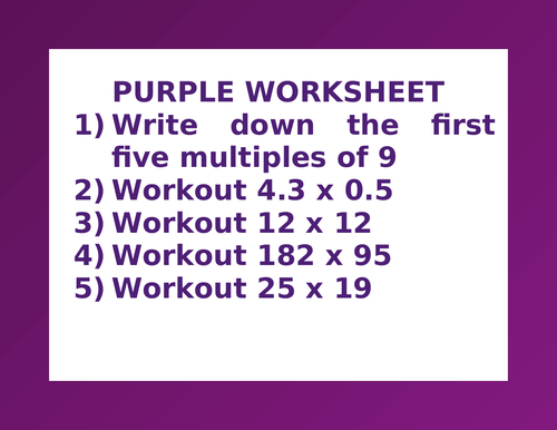 PURPLE WORKSHEET 28 | Teaching Resources