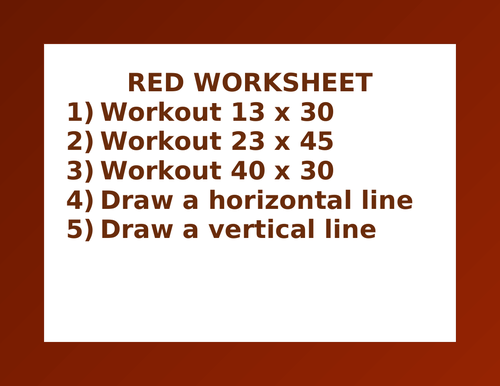 RED WORKSHEET 3 | Teaching Resources
