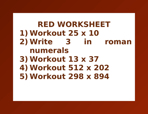 RED WORKSHEET 15 | Teaching Resources