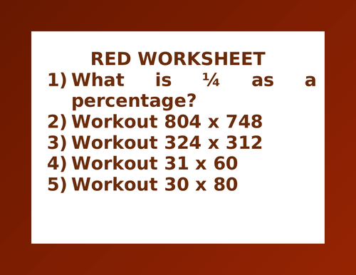 RED WORKSHEET 33 | Teaching Resources
