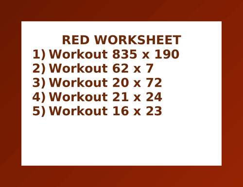 RED WORKSHEET 44 | Teaching Resources