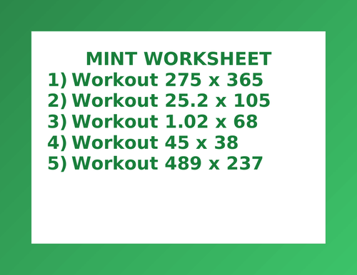 MINT WORKSHEET 13 | Teaching Resources