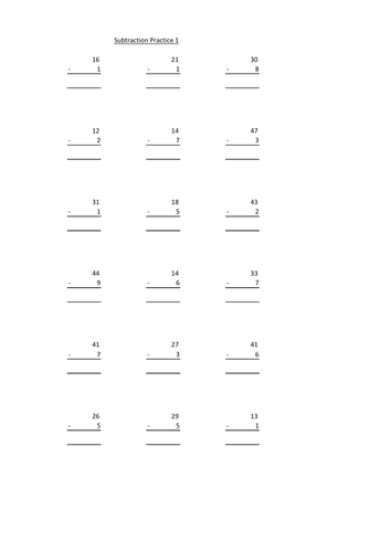 Subtraction Practice | Teaching Resources