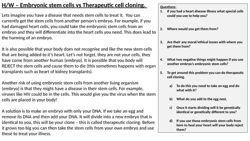 Stem cells KS4 | Teaching Resources