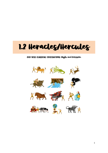 GCSE Classical Civilisation OCR: Heracles/Hercules Summary Notes ...