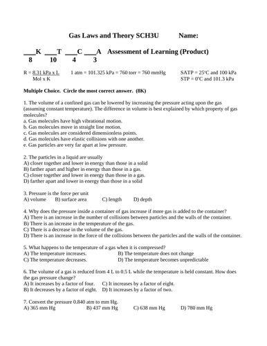 QUIZ GAS LAWS Quiz Gas Theory Quiz Grade 11 Chemistry Quiz WITH ANSWERS ...