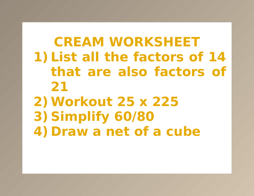 CREAM WORKSHEET 10 | Teaching Resources