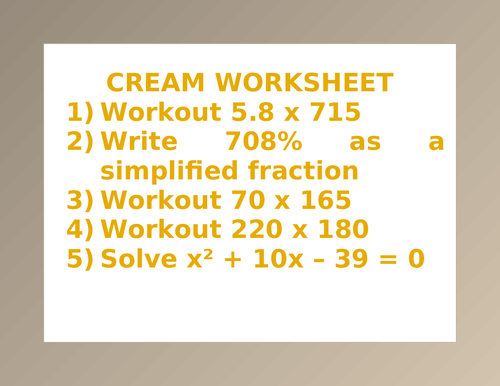 CREAM WORKSHEET 24 | Teaching Resources