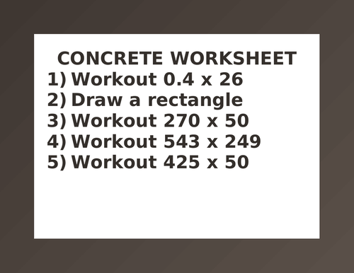 CONCRETE WORKSHEET 4 | Teaching Resources