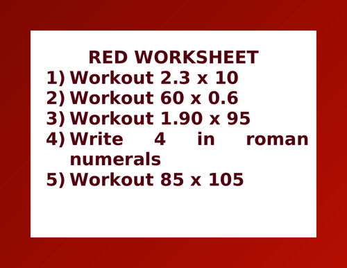 RED WORKSHEET 15 | Teaching Resources