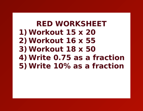 RED WORKSHEET 40 | Teaching Resources