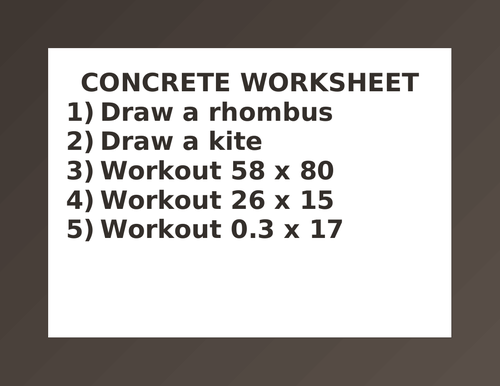 CONCRETE WORKSHEET 37 | Teaching Resources