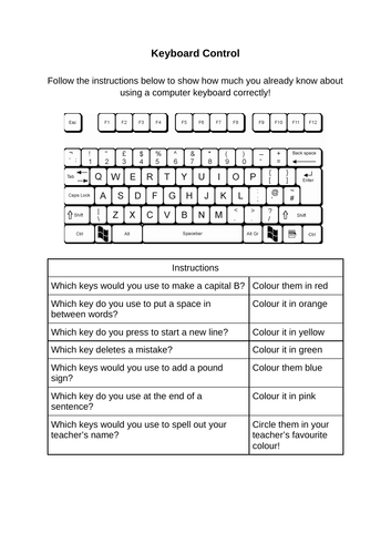 Computer Keyboard Task | Teaching Resources