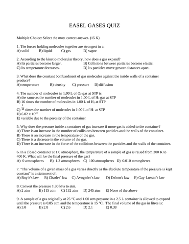 GAS QUIZ Gases Quiz Gas Chemistry Quiz Gases Chemistry Quiz WITH ...