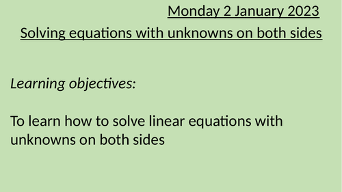 Secondary solving equations resources
