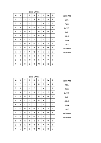 BIBLE NAMES WORD SEARCH | Teaching Resources